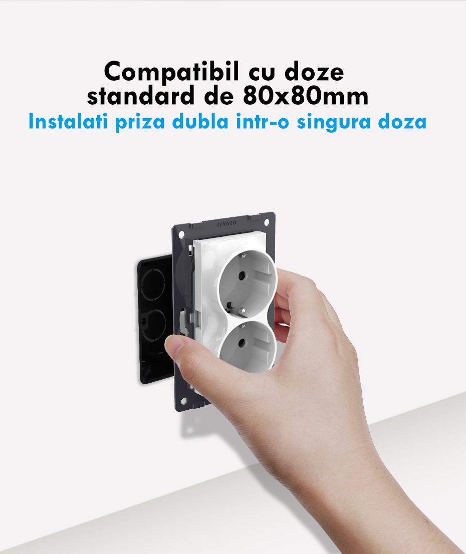 Priza dubla pentru o doza, cu rama sticla